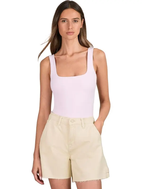 Good American Long Denim Shorts - Ecru