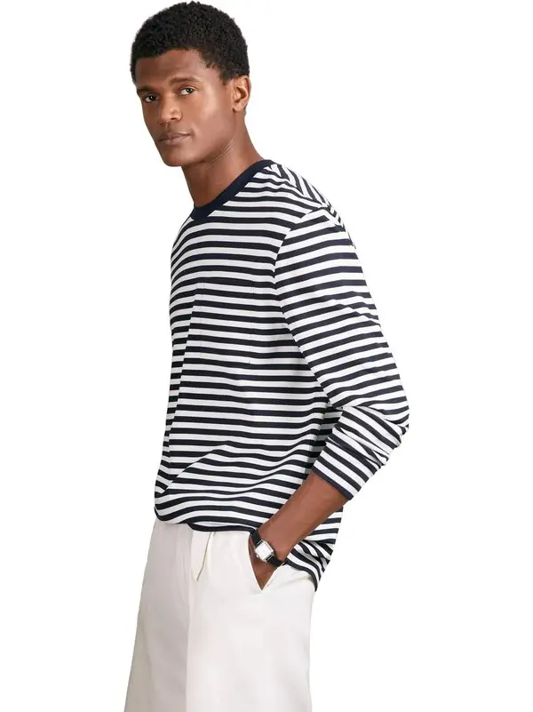 REISS Kenny Striped Crew-neck T-shirt - Navy/white