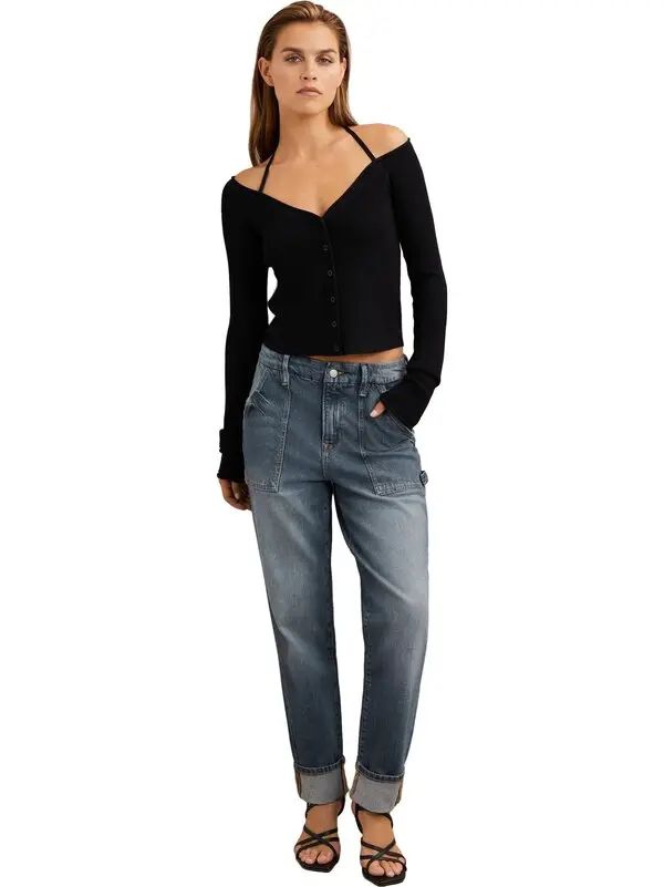 Good American Cuffed Straight-leg Jeans - Indigo