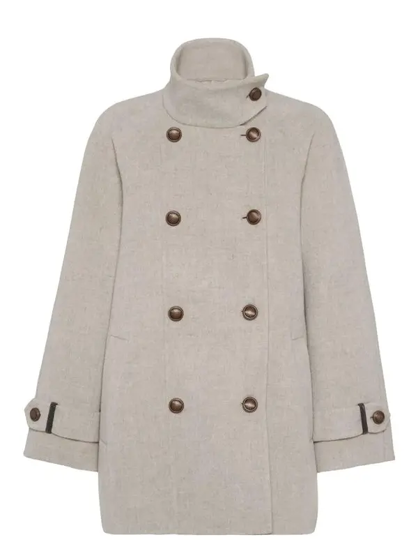 Brunello Cucinelli Double Cloth Peacoat - Beige