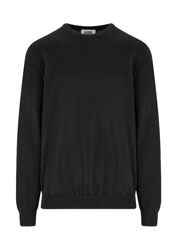 Alpha Studio Pure Cashmere Crew-neck Sweater - Black