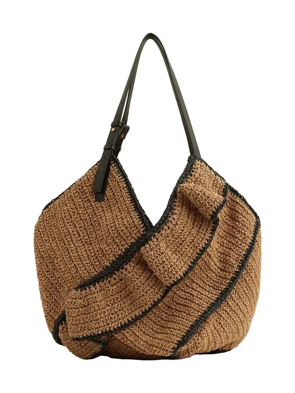 REISS Olescha Raffia Ruffle Tote Bag - Natural