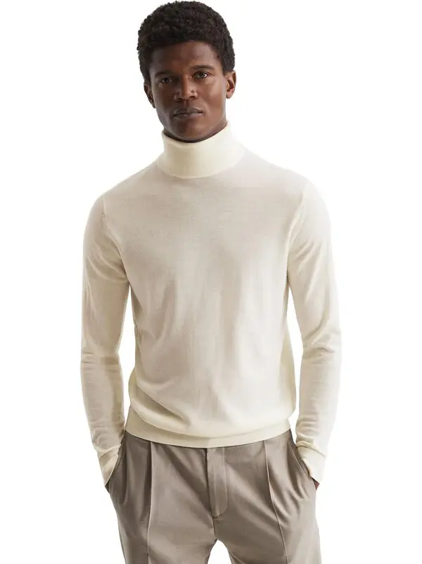 REISS Slim-fit Merino Wool Roll Neck Jumper - Bianco