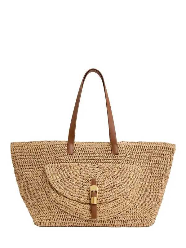 REISS Aurora Raffia Tote Bag - Natural