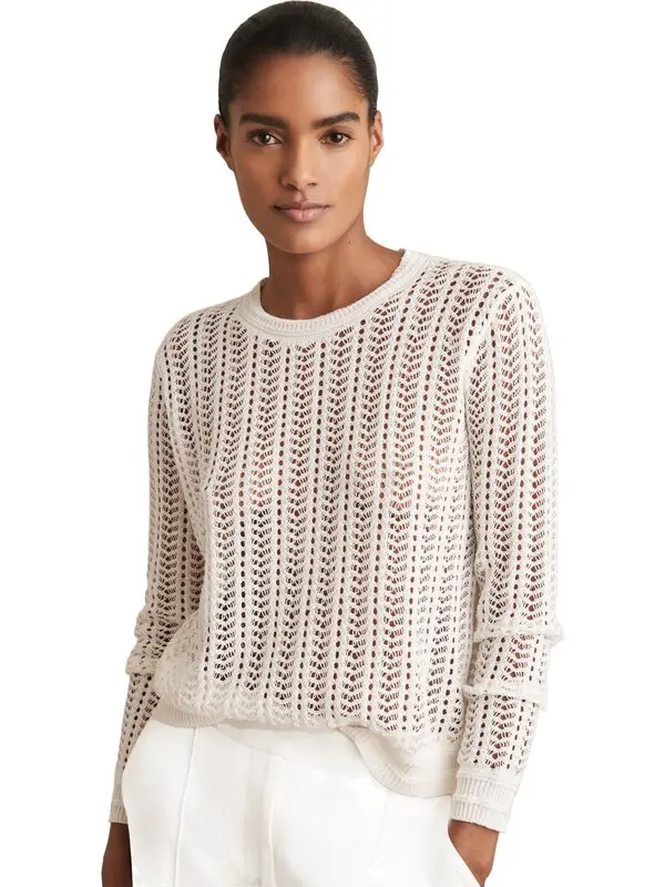 REISS Suzie Open-knit Jumper - White