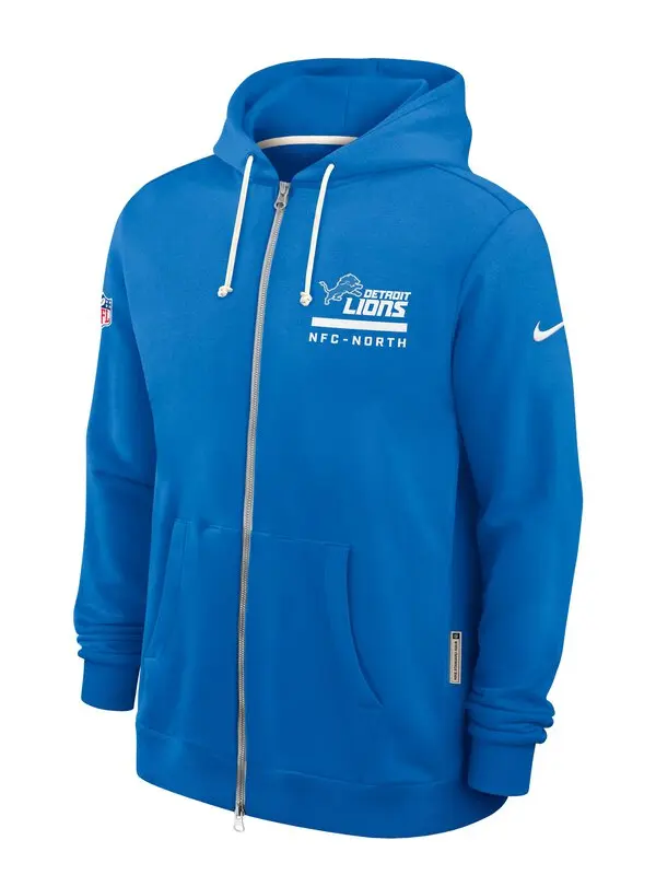 Nike Detroit Lions Utility Player Sideline Dri-fit Nfl Full-zip Hoodie - Blue