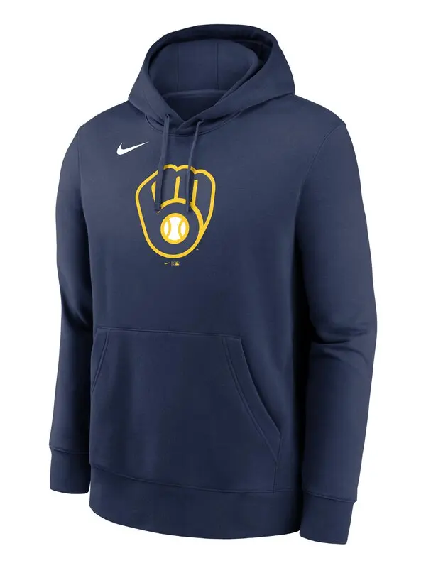 Nike Milwaukee Brewers Logo Club Mlb Pullover Hoodie - Blue
