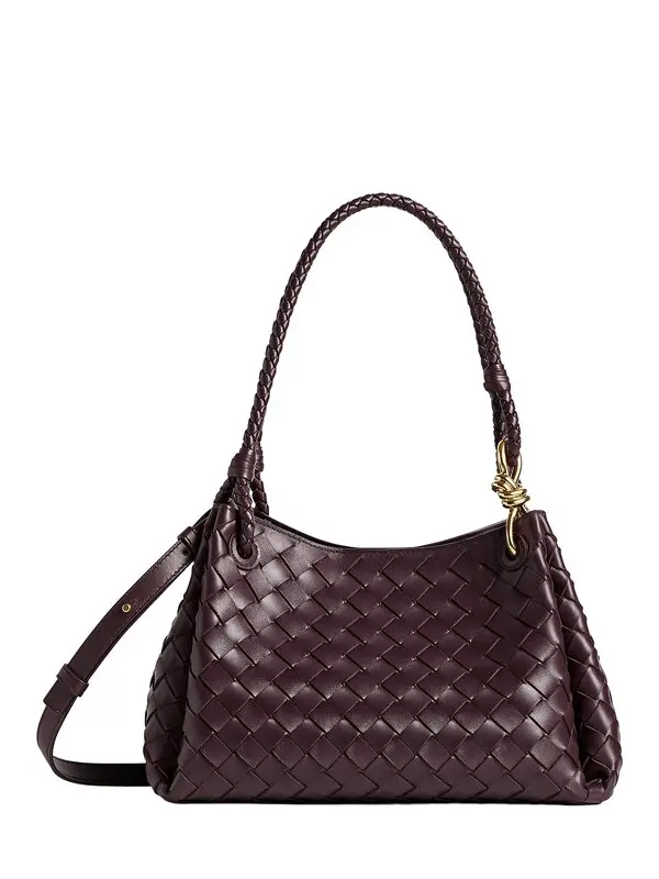 Bottega Veneta Intrecciato Leather Shoulder Bag - Dark Barolo