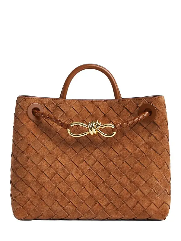 BOTTEGA  VENETA Small Intrecciato Andiamo Top-handle Bag - Amber