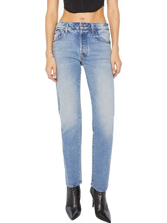 MOTHER Hiker Hover Mid-rise Slim Straight Leg Jeans - Fight For Your Right