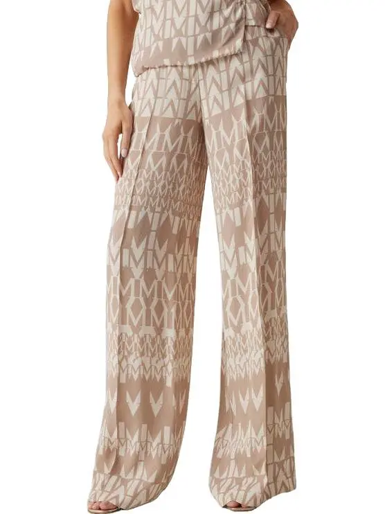 MARCIANO Britney Straight Leg Pants - Geo Monogram Beige/white
