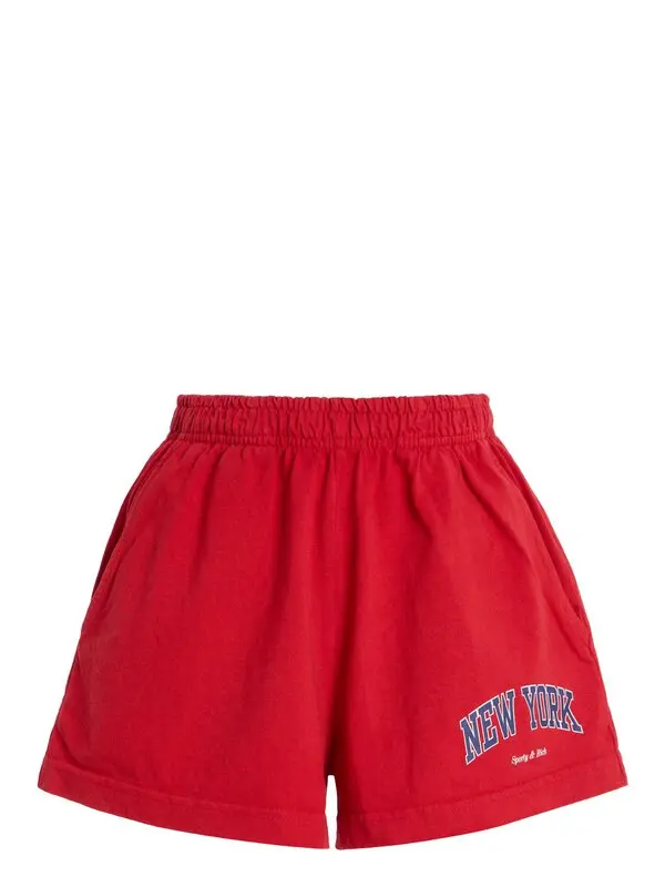 SPORTY & RICH New York Cotton Shorts - Red