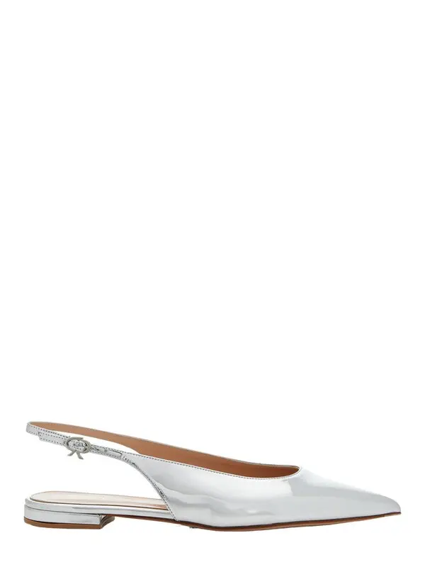 GIANVITO ROSSI Robbie Metallic Leather Slingback Flats - Silver