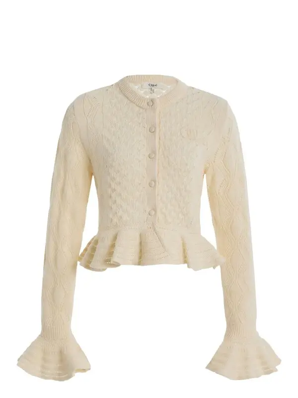 Chloé Ruffled Pointelle-knit Sweater - White