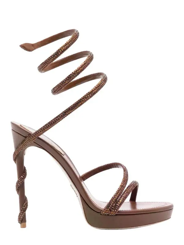 Rene Caovilla 120mm Margot Platform Sandals - Brown