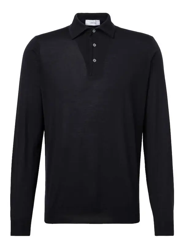 LARDINI Virgin Wool Polo Sweater - Blue