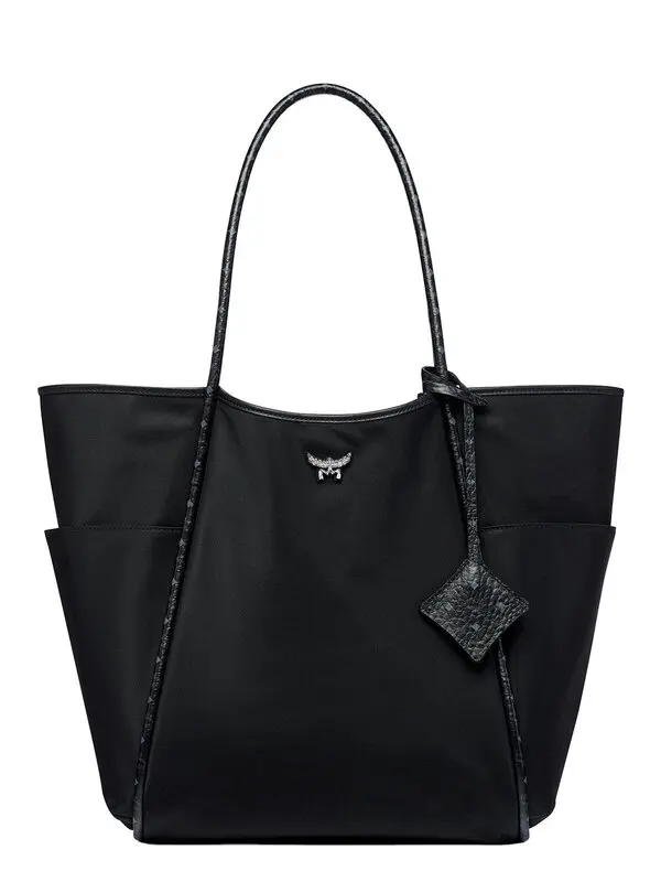 Mcm Shopper In Econyl And Leather - Black