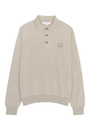Maison Kitsuné Bold Fox Head Collar Knitwear - Beige