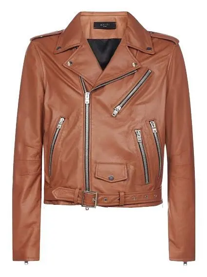 Amiri Leather Biker Jacket - Roasted Red