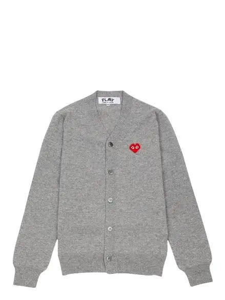 Comme Des Garçons X Invader Pixelwappen Cardigan - Light Grey