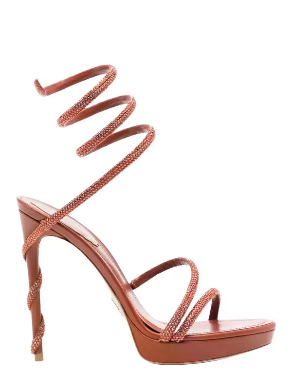 Rene Caovilla 130mm Margot Platform Sandals - Brown