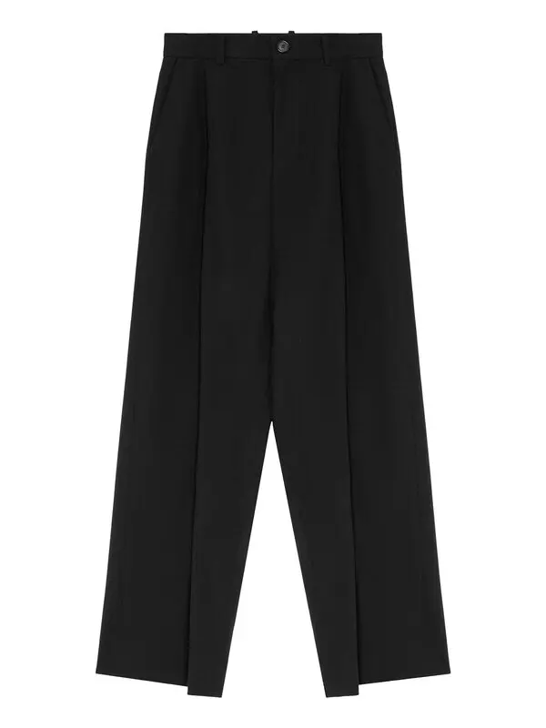 Loewe Cotton Buckle-detail Pleated Trousers - Black