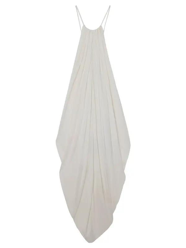 Loewe Silk Draped Anagram-detail Dress - White