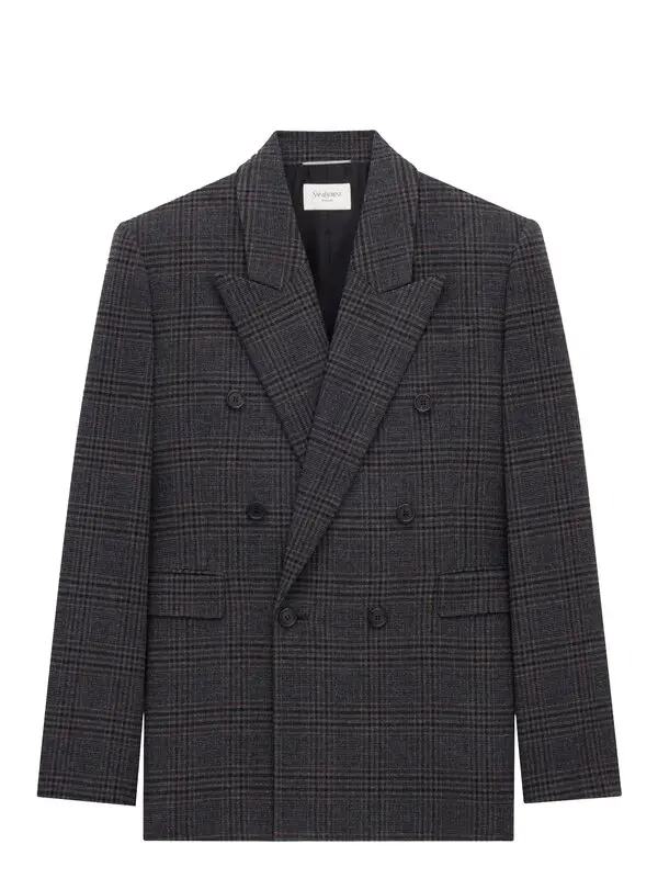 Saint Laurent Wool-blend Double-breasted Jacket - Grey