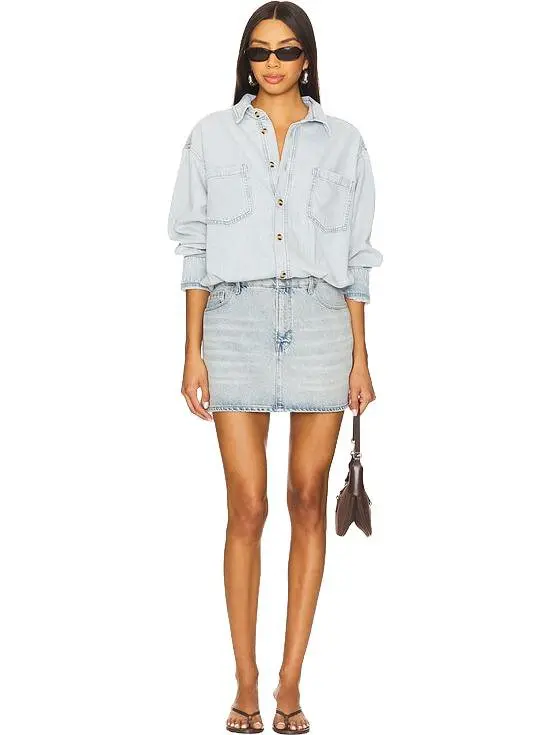 Good American Denim Shirt Dress - Indigo795