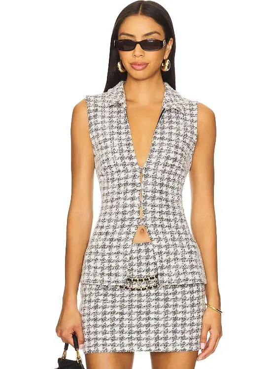 Majorelle Moira Top - Black & White Houndstooth