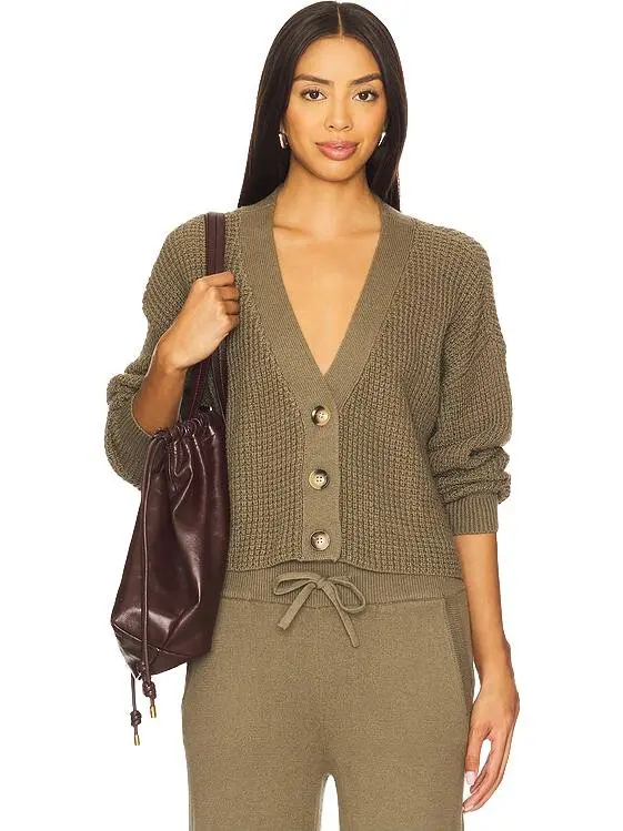 Eberjey Recycled Sweater Cropped Cardigan - Smokey Olive