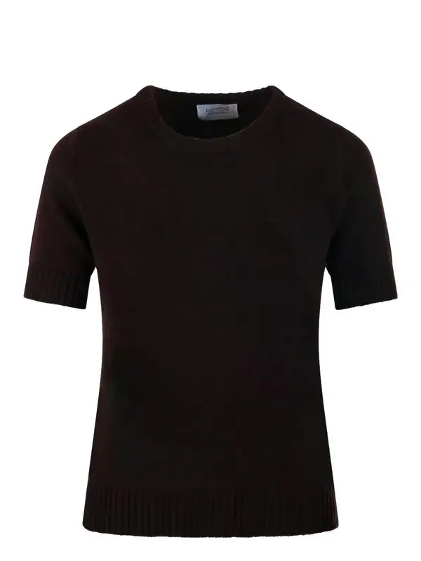 BEYOU Short-sleeve Round-neck Jumper - Brown