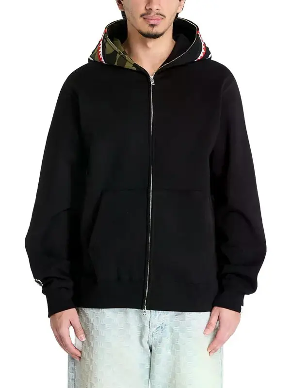 A BATHING APE Camo Shark Full Zip Hoodie - Black