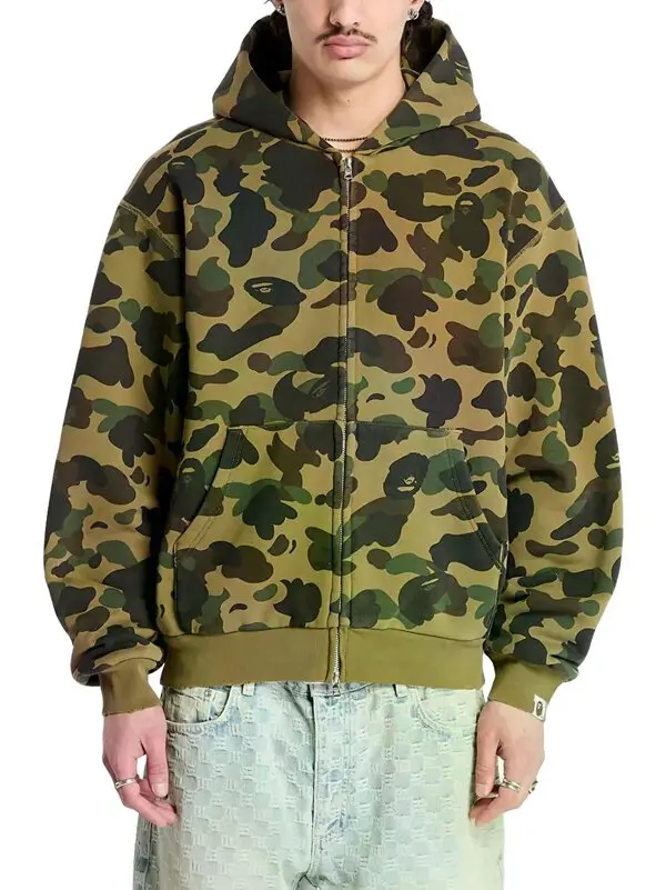 A BATHING APE Camo-print Zip-up Hoodie - Green