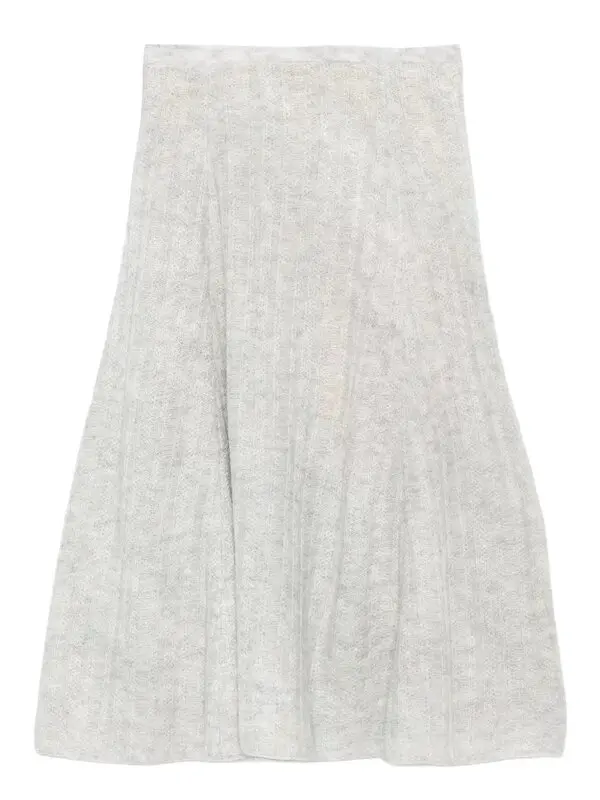 TWINSET Ribbed Flared Midi Skirt - Grey