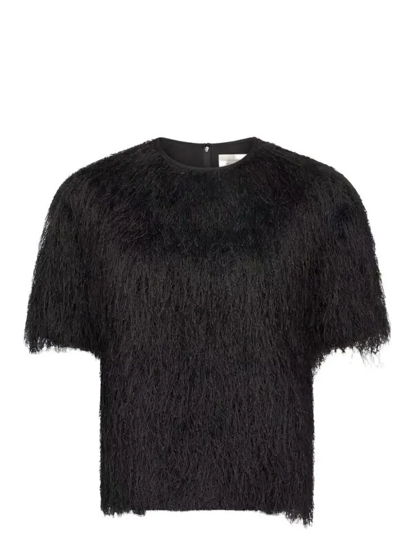 Loulou De Saison Zaro Fringed Short-sleeve T-shirt - Black