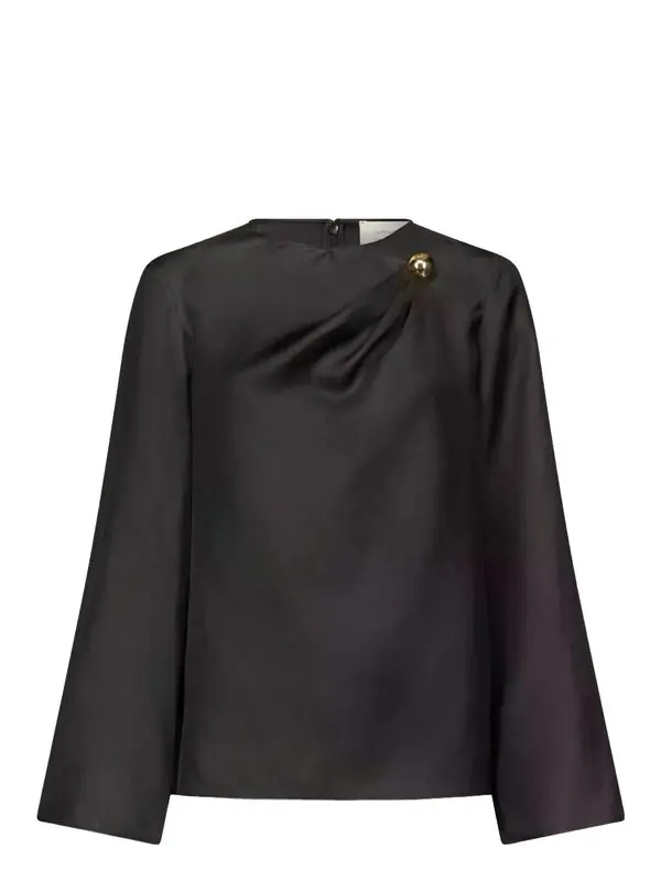 Loulou De Saison Draped Ornament-detail Blouse - Black