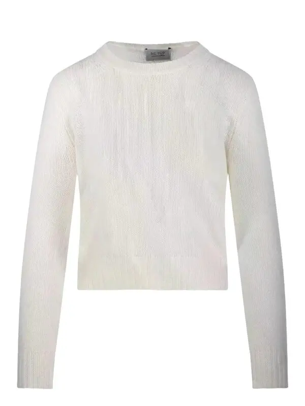 BEYOU Crew-neck Long-sleeve Jumper - White