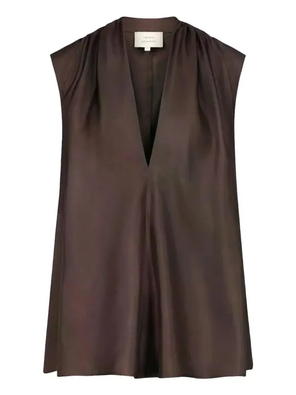 Loulou De Saison Sade Gathered Sleeveless Blouse - Brown