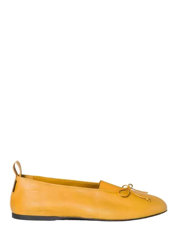Miu Miu Leather Ballerina Flats With Bow - Yellow