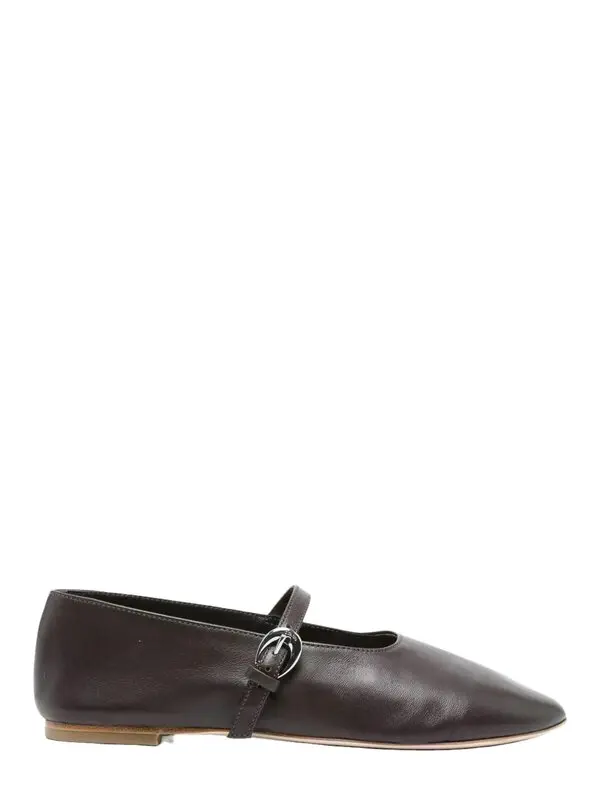 Staud Buckle-strap Leather Ballerinas - Brown