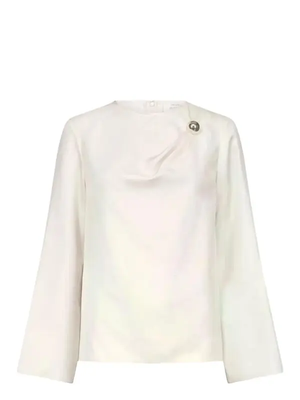 Loulou De Saison Azae Draped Blouse With Metallic Ornament - White