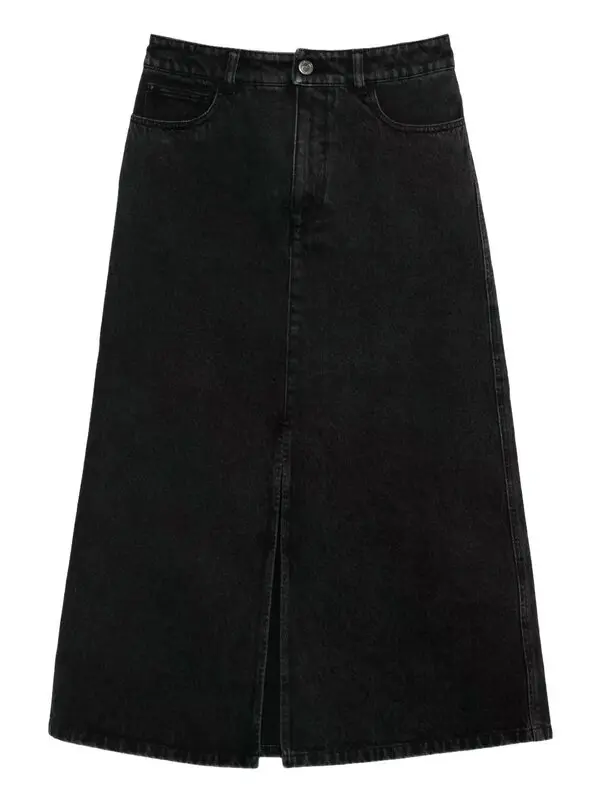 A.p.c. Split-front Denim Midi Skirt - Black