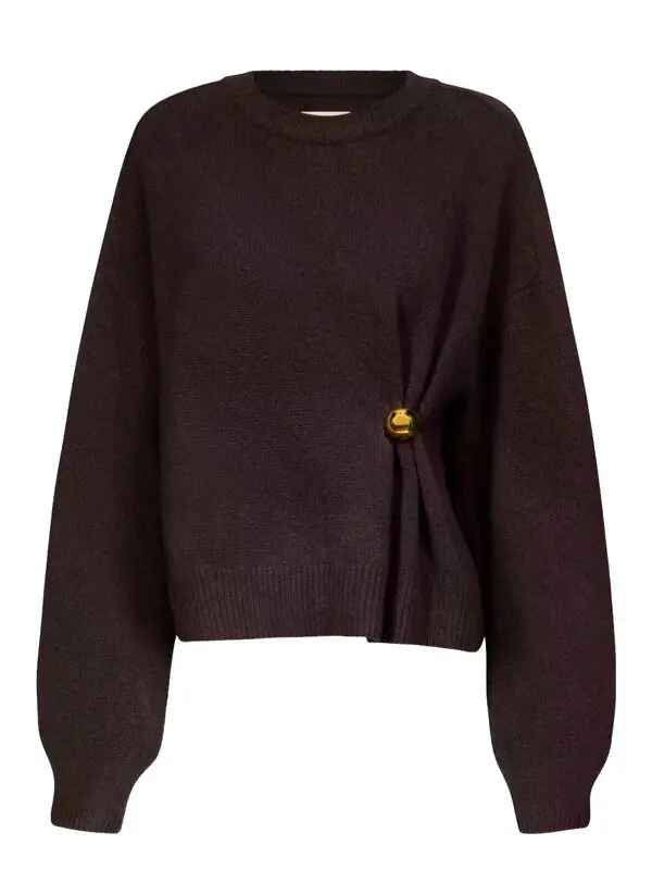 Loulou De Saison Metallic-ornament Crew-neck Sweater - Brown