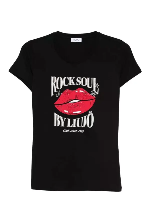 Liu Jo Lips-print T-shirt - Black