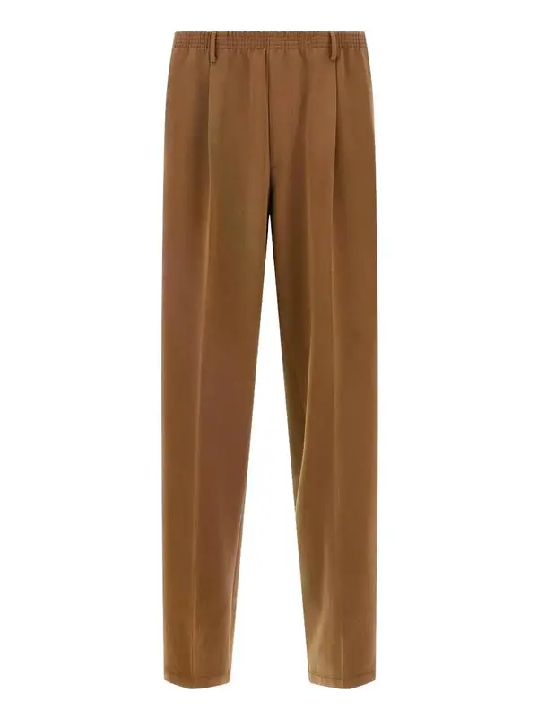 CELLAR DOOR Pleated Elastic-waistband Trousers - Brown