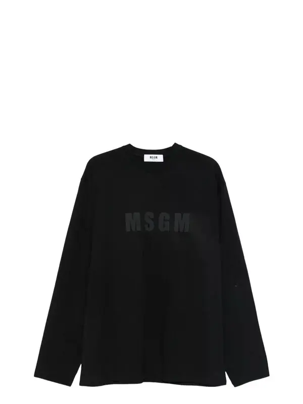 MSGM Logo-print Long-sleeve T-shirt - Black