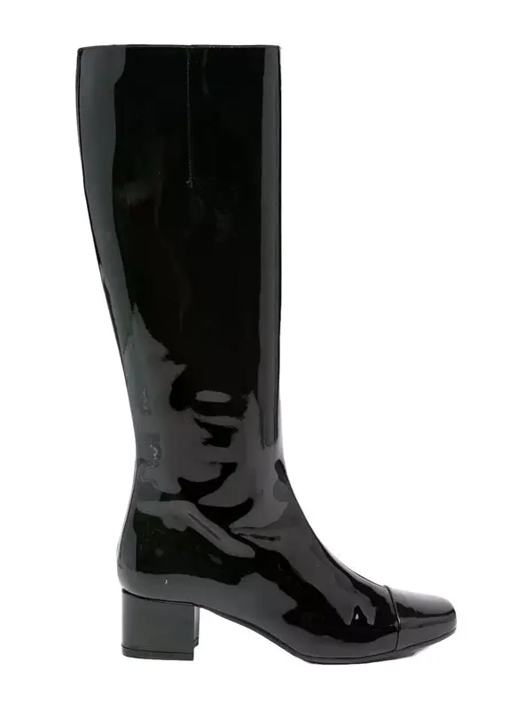 CAREL 50mm Leather Square-toe Boots - Black