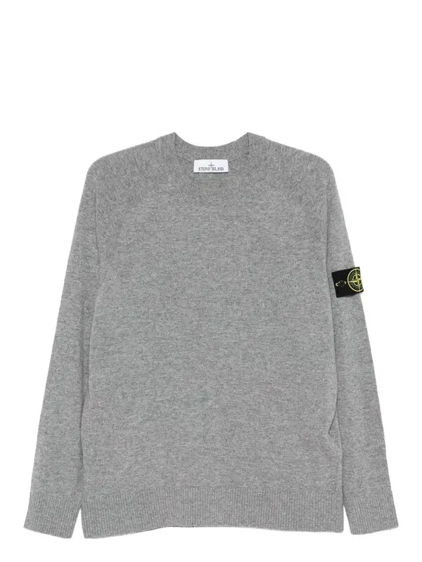 Stone Island Logo-appliqué Wool Sweater - Grey
