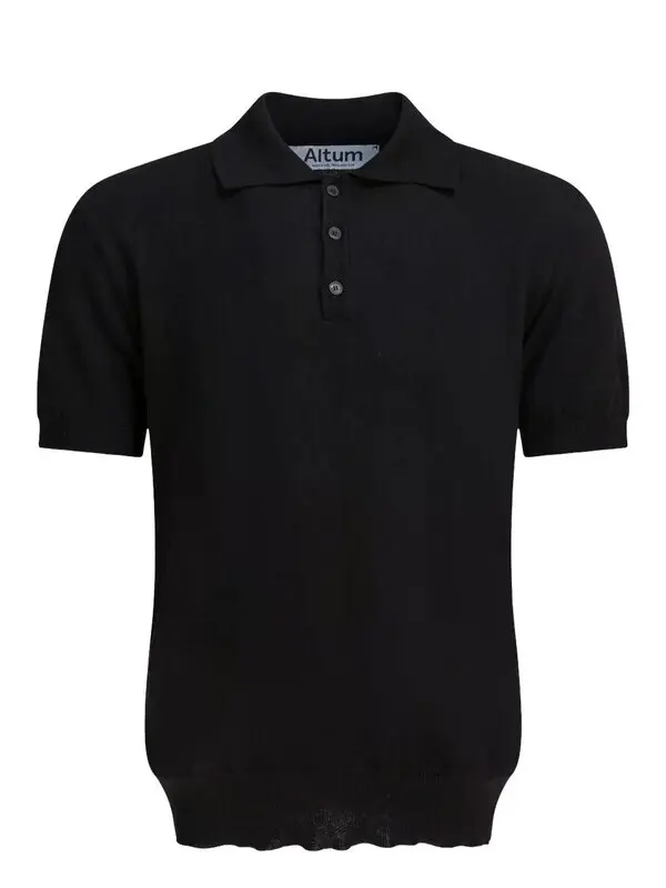 ALTUM Short-sleeve Knitted Polo Shirt - Black